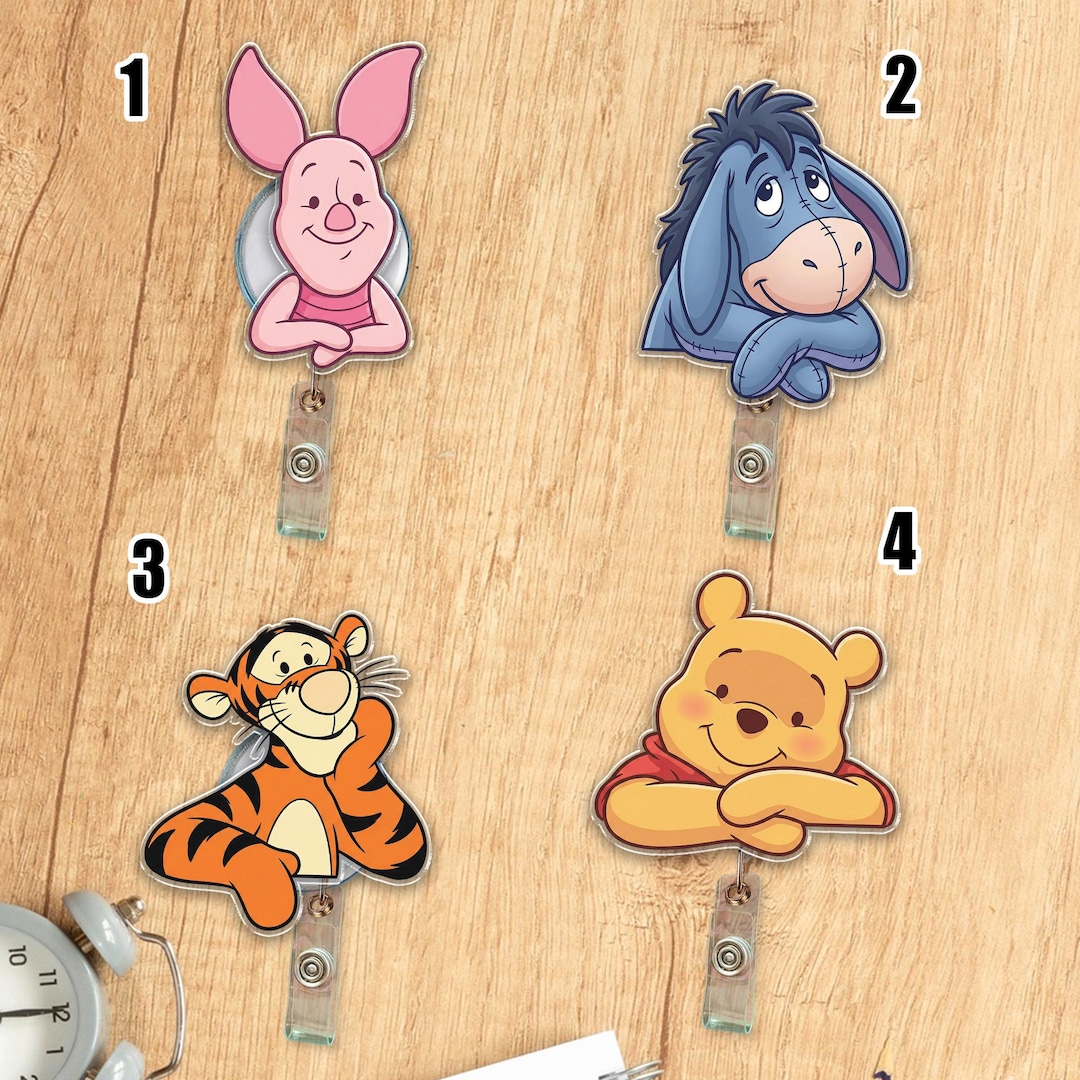 Winnie the Pooh Characters Badge Reel, Cute Pooh & Friends Badge Holder ...