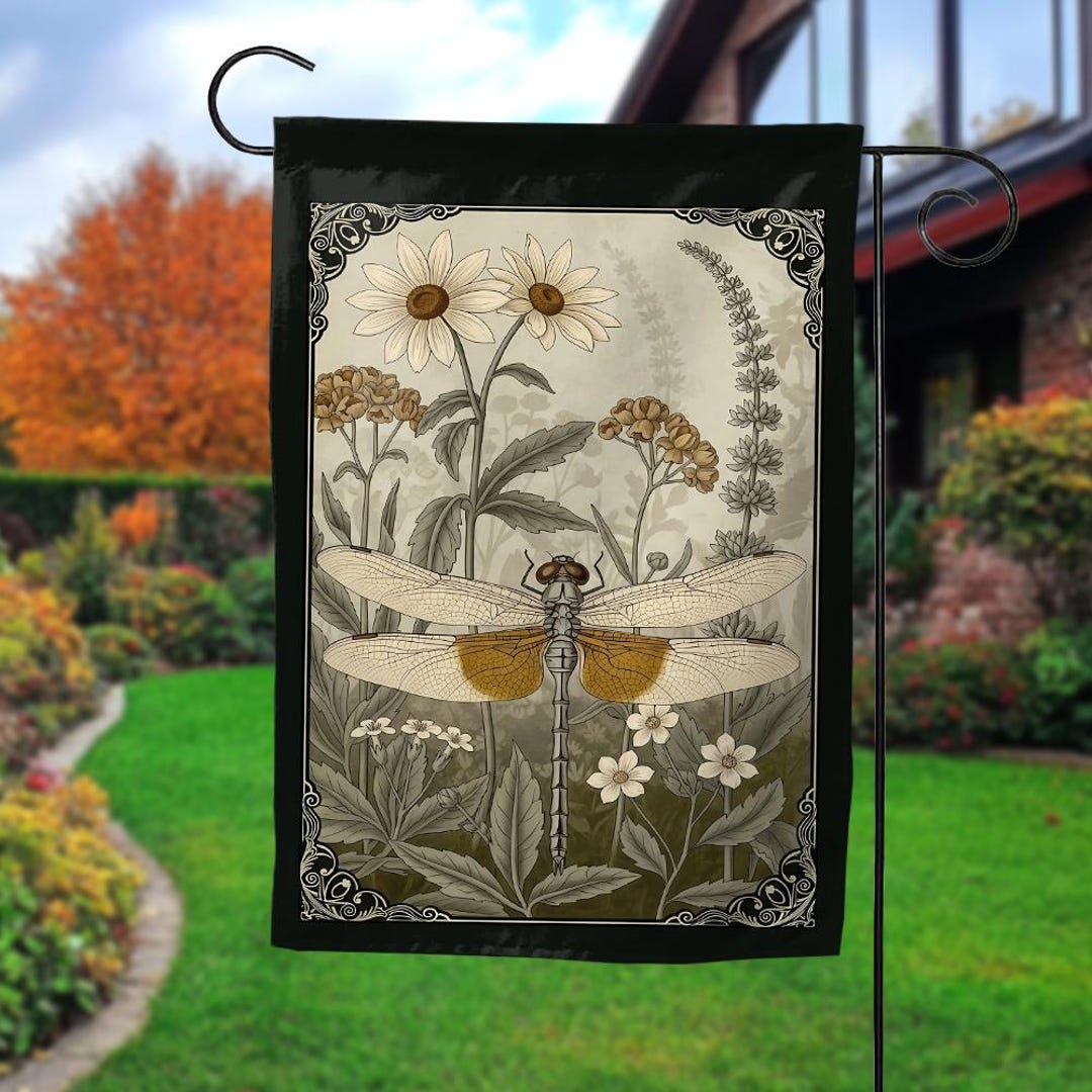 Dragonfly Flag, Dragonfly Art Garden & House Banner, Garden Flag ...