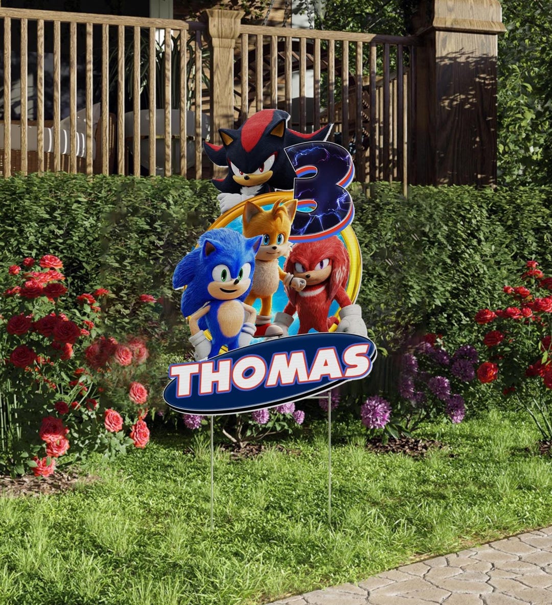 Sonic Shadow Knuckles Yard Sign Cutout, Tails Sonic Birthday Lawn Prop ...