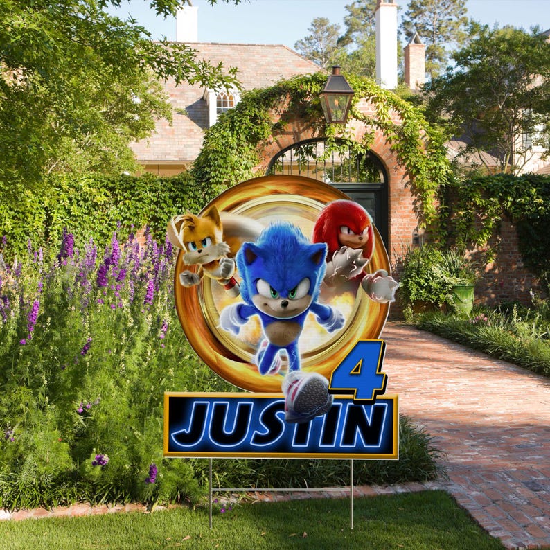 Custom Sonic Hedgehog Yard Sign Cutout, Sonic Tails Knuckles Amy Shadow ...