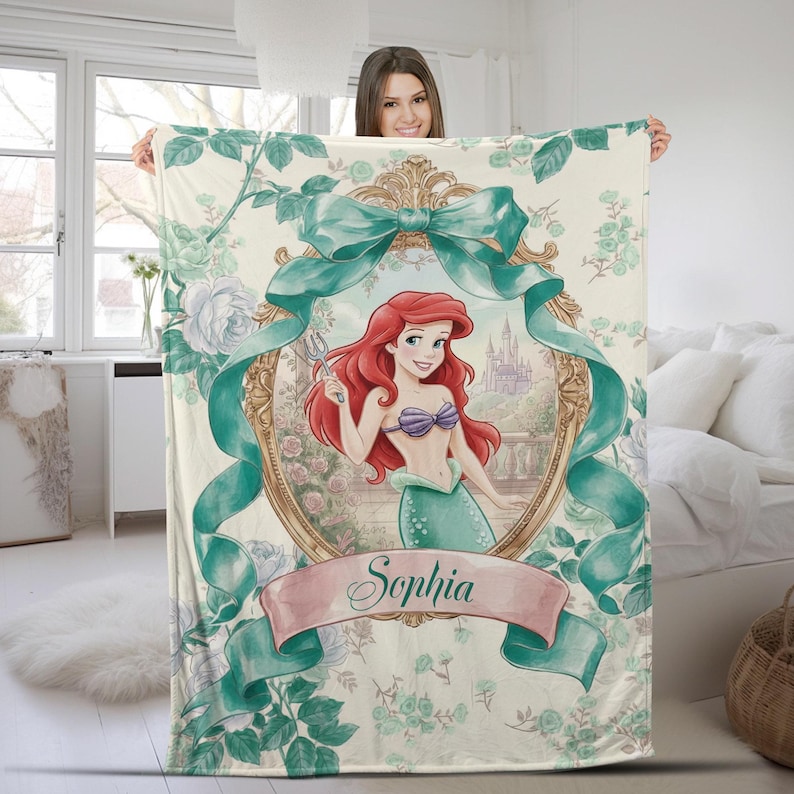 Personalized the Little Mermaid Blanket Ariel Princess Fleece Blanket ...