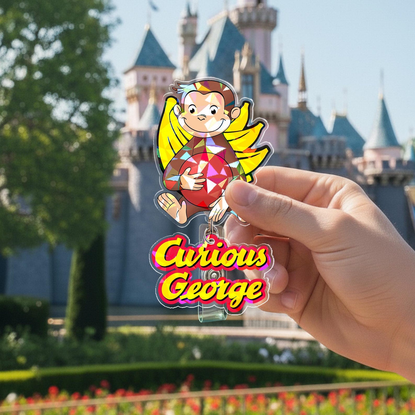 Custom Curious George Badge Reel, Custom Name and Year, Customized ...