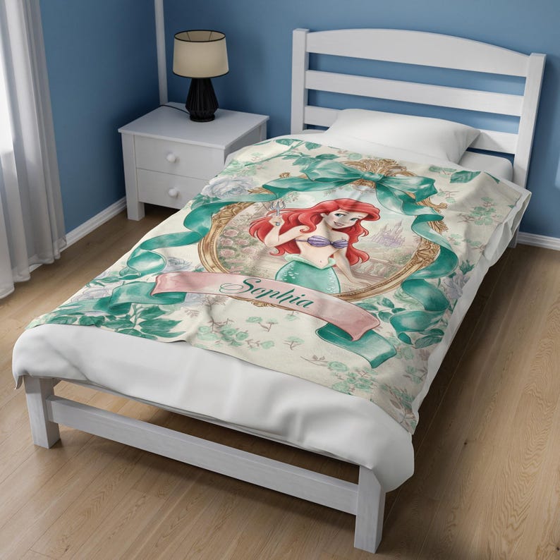 Personalized the Little Mermaid Blanket Ariel Princess Fleece Blanket ...