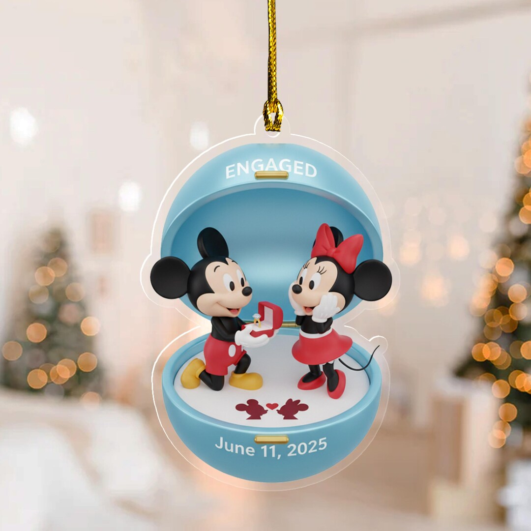 Custom Mickey and Minnie Engaged Ornament, Just Engaged Ornament ...