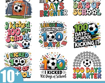 10 100 Days of School Soccer Clipart Bundle, Soccer School Png, 100 ...