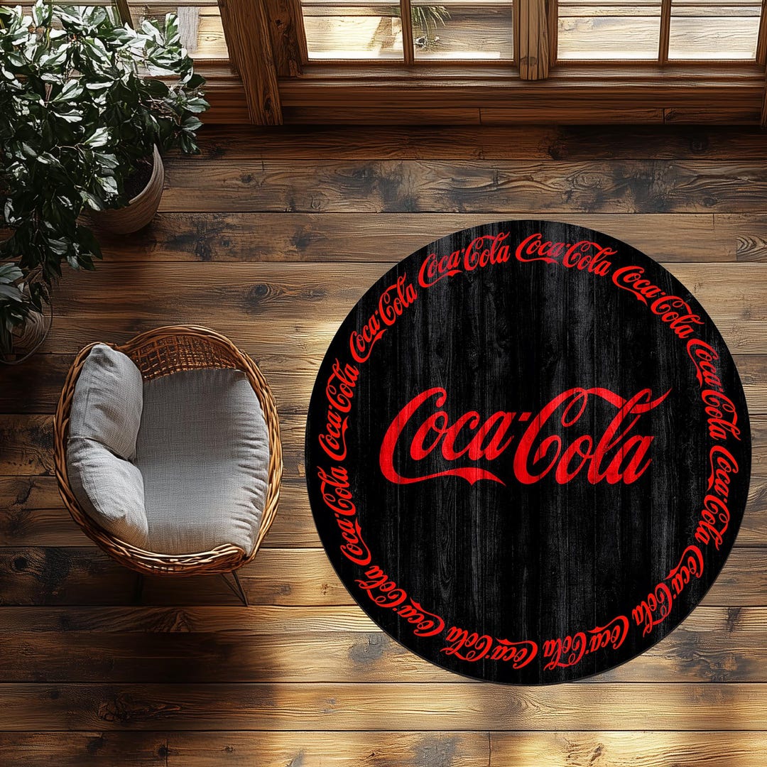 Coca Cola Round Carpet, Coca Cola Round Rug, Coca Cola Written Round ...