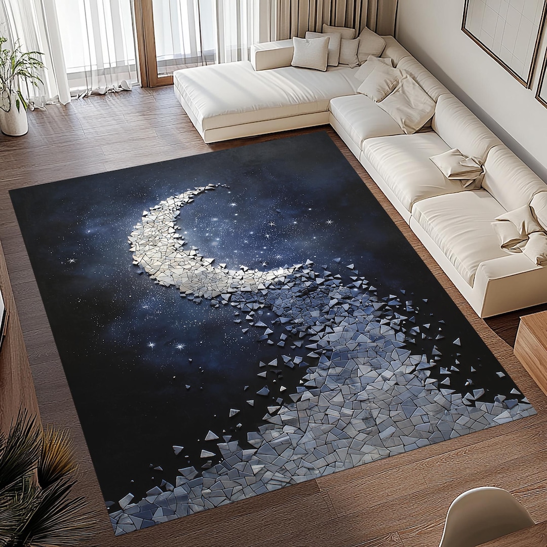 Mosaic Pattern Moon Carpet, Mosaic Pattern Moon Rug, Moon Carpet, Moon ...