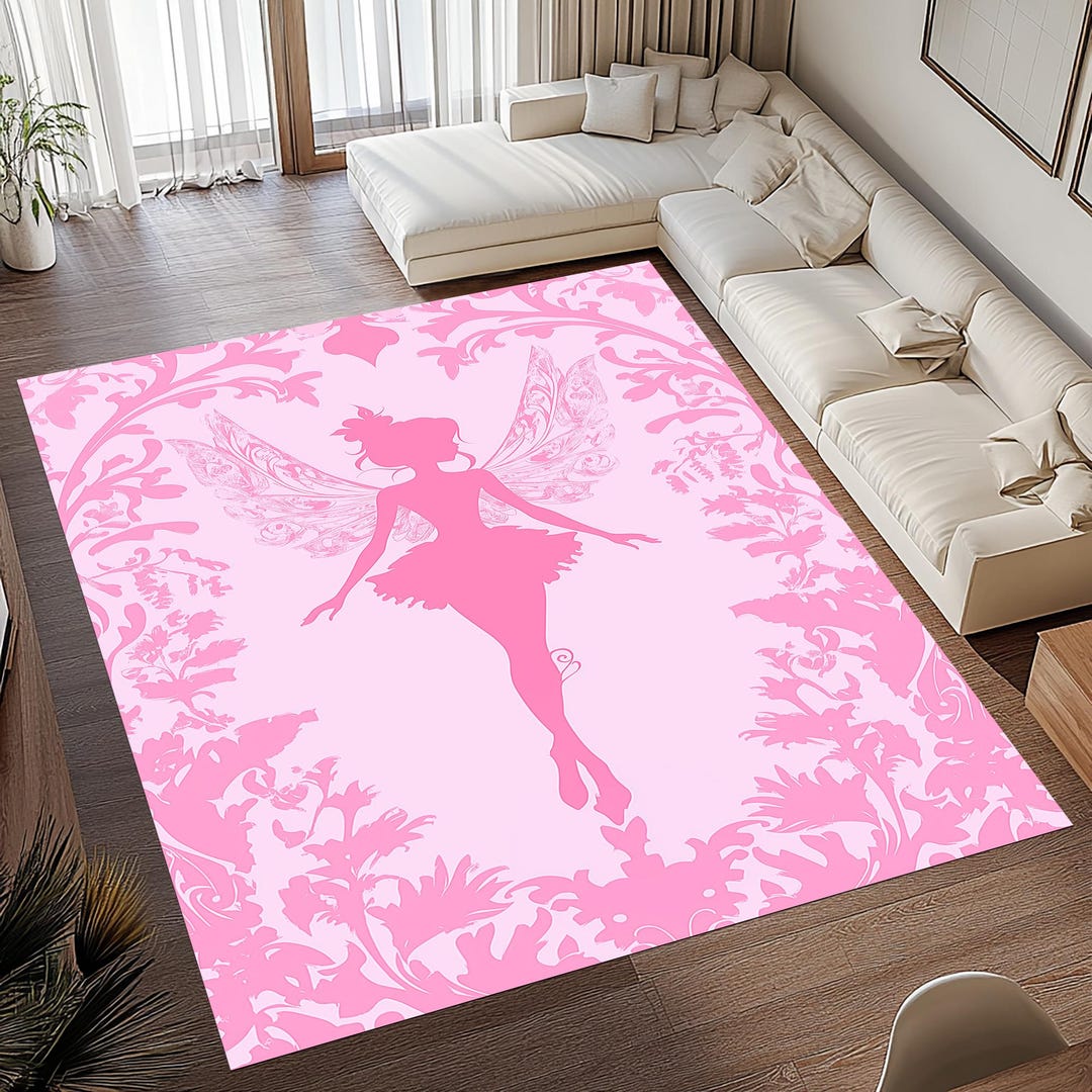 Fairy Carpet, Fairy Rug, Fairy Pattern Carpet, Fairy Pattern Rug, Pink ...