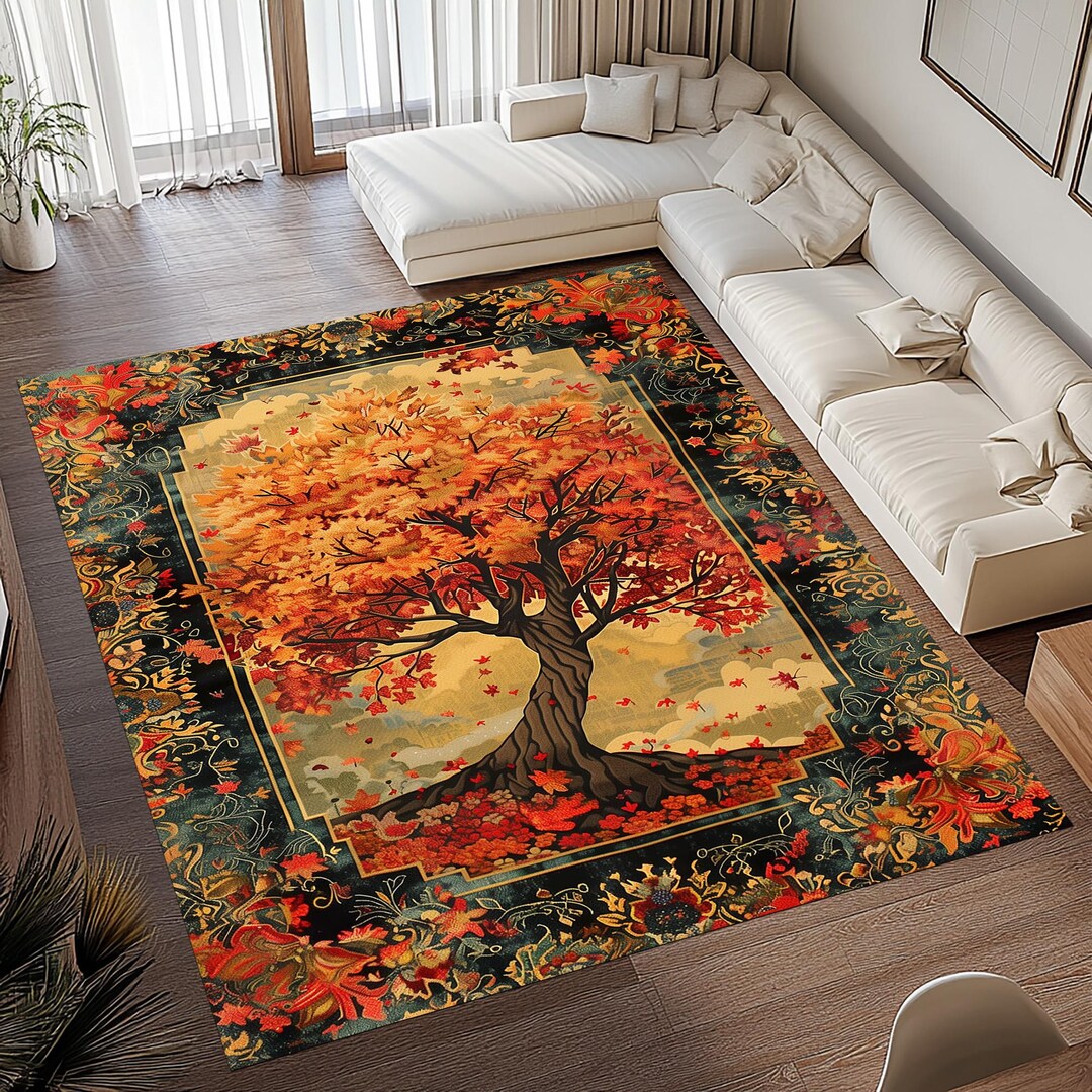 Tree Carpet, Tree Rug, Tree Pattern Carpet, Tree Pattern Rug, Dry Leaf ...