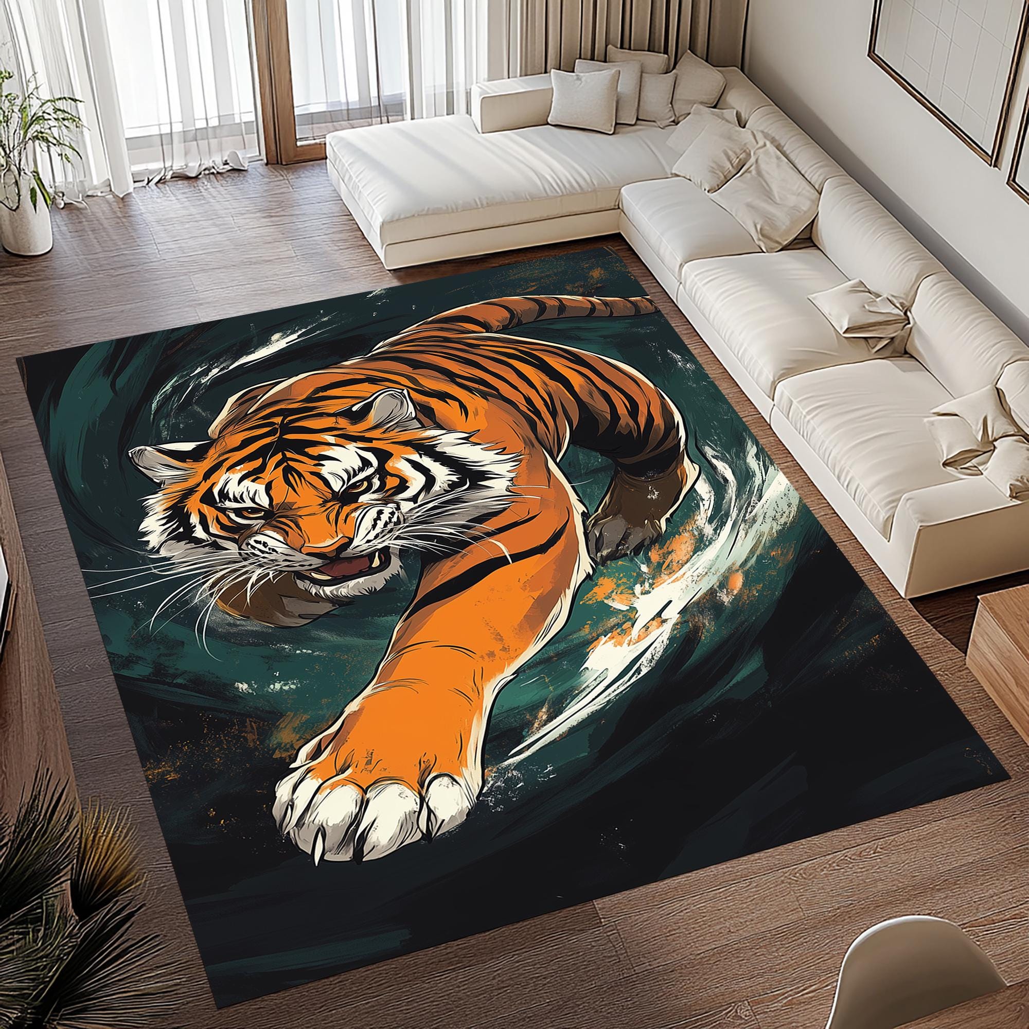 Tiger Carpet, Tiger Rug, Tiger Pattern Carpet, Tiger Pattern Rug, Tiger ...