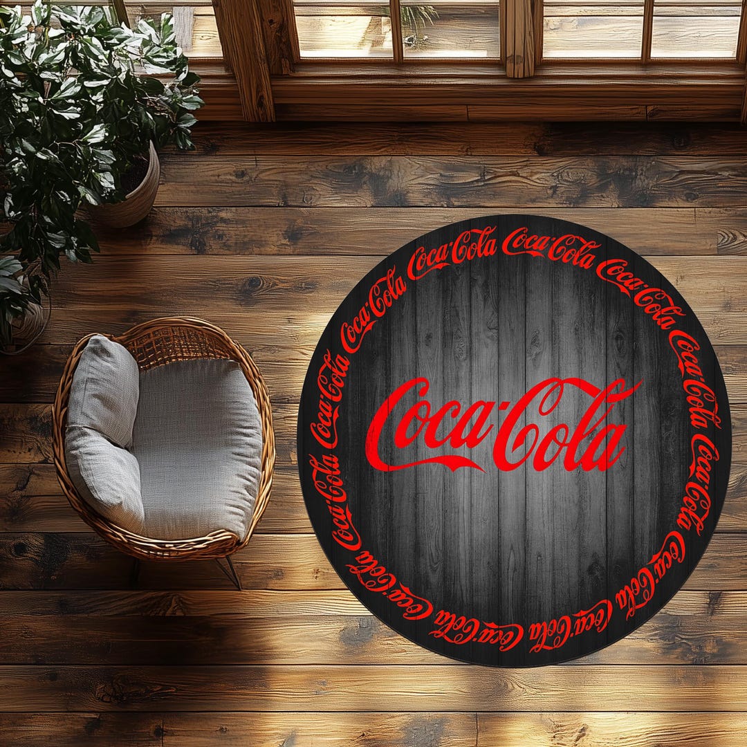 Coca Cola Round Carpet, Coca Cola Round Rug, Coca Cola Written Round ...