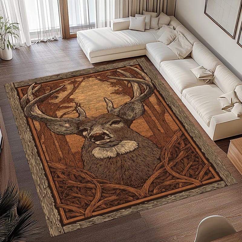 Stag Design Rug - Etsy