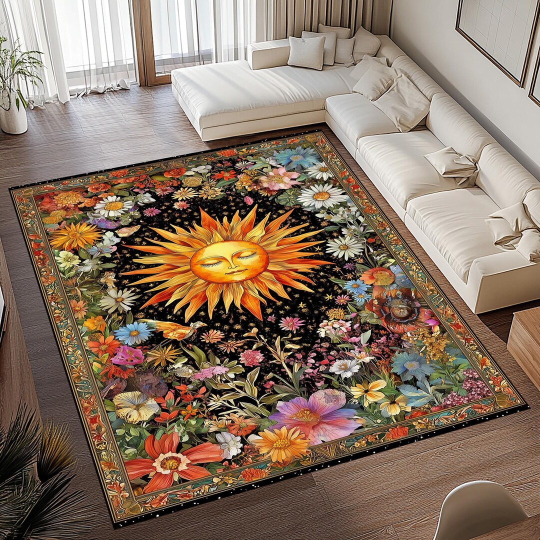 Bohemian Style Carpet, Bohemian Style Rug, Sun Pattern Carpet, Sun ...