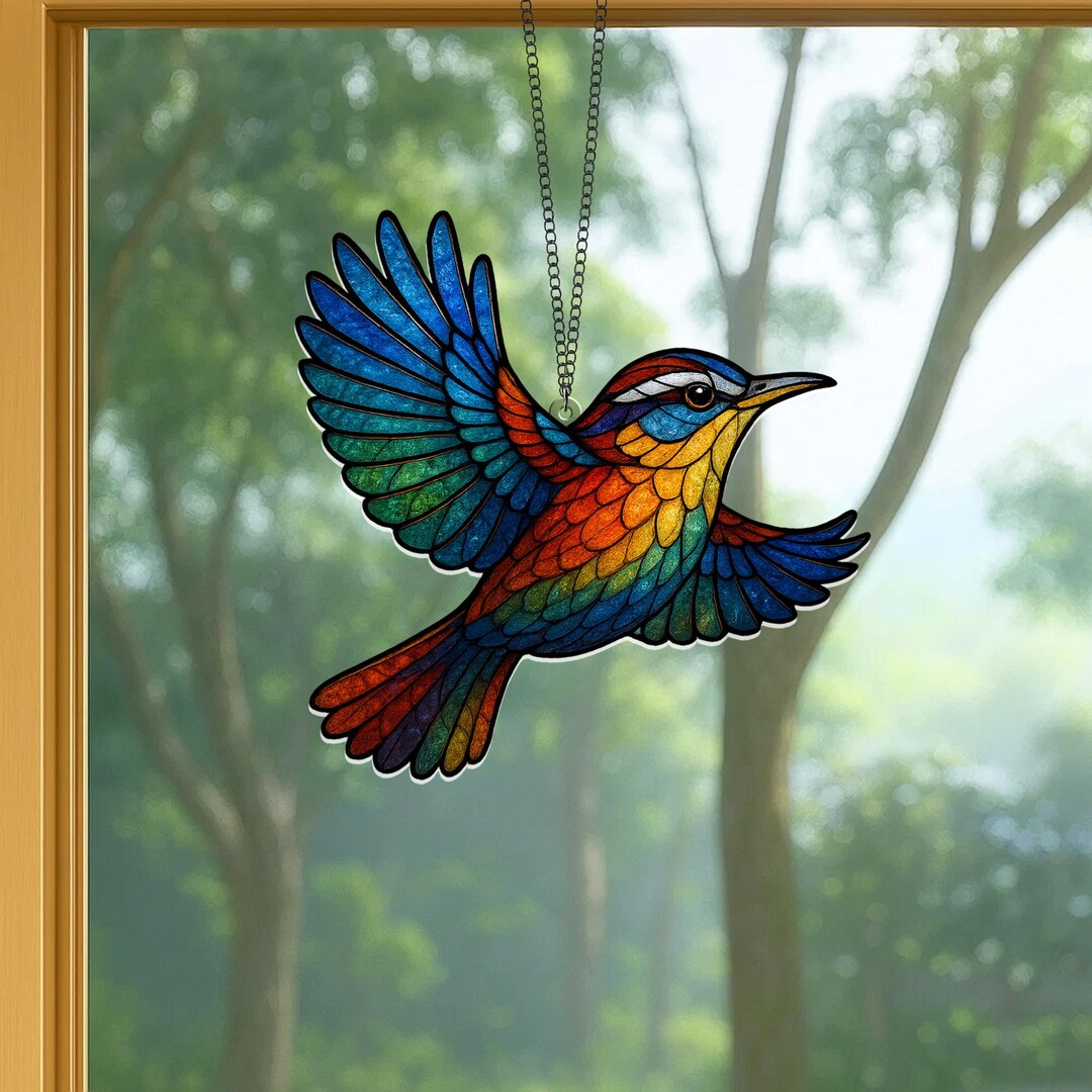 Carolina Wren Suncatcher, Faux Stained Glass Style, Bird Window Decor ...