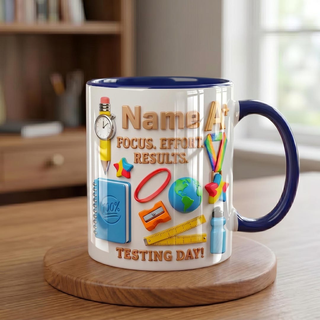 Personalized Test Day Mug, Custom Name School Exam Ceramic Cup - Etsy
