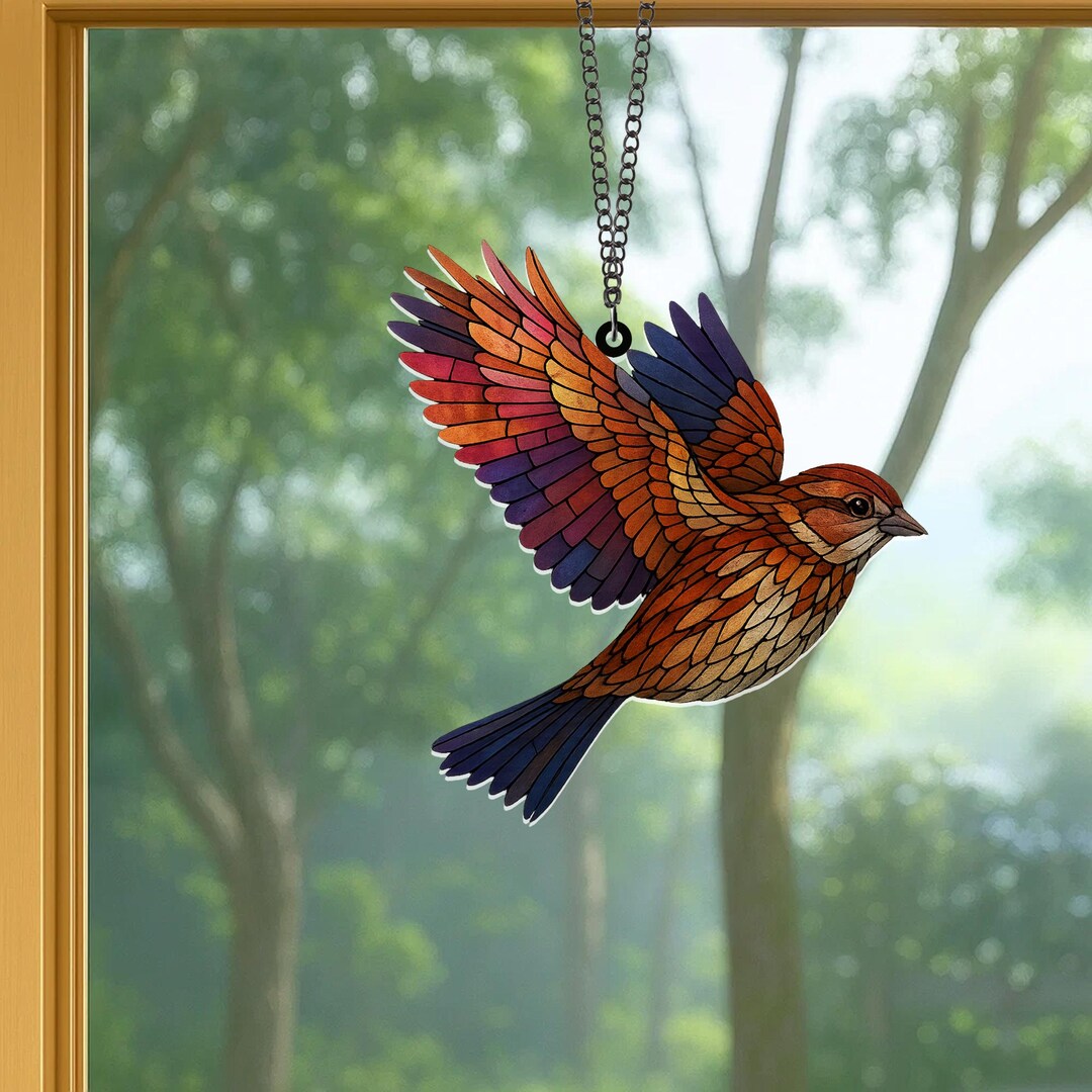 Red-winged Blackbird Suncatcher, Red-winged Blackbird Acrylic Stained ...