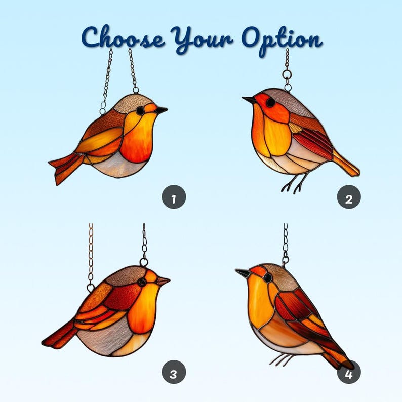 Robin Redbreast Stained Glass Suncatcher Window Hanging, Acrylic Bird ...
