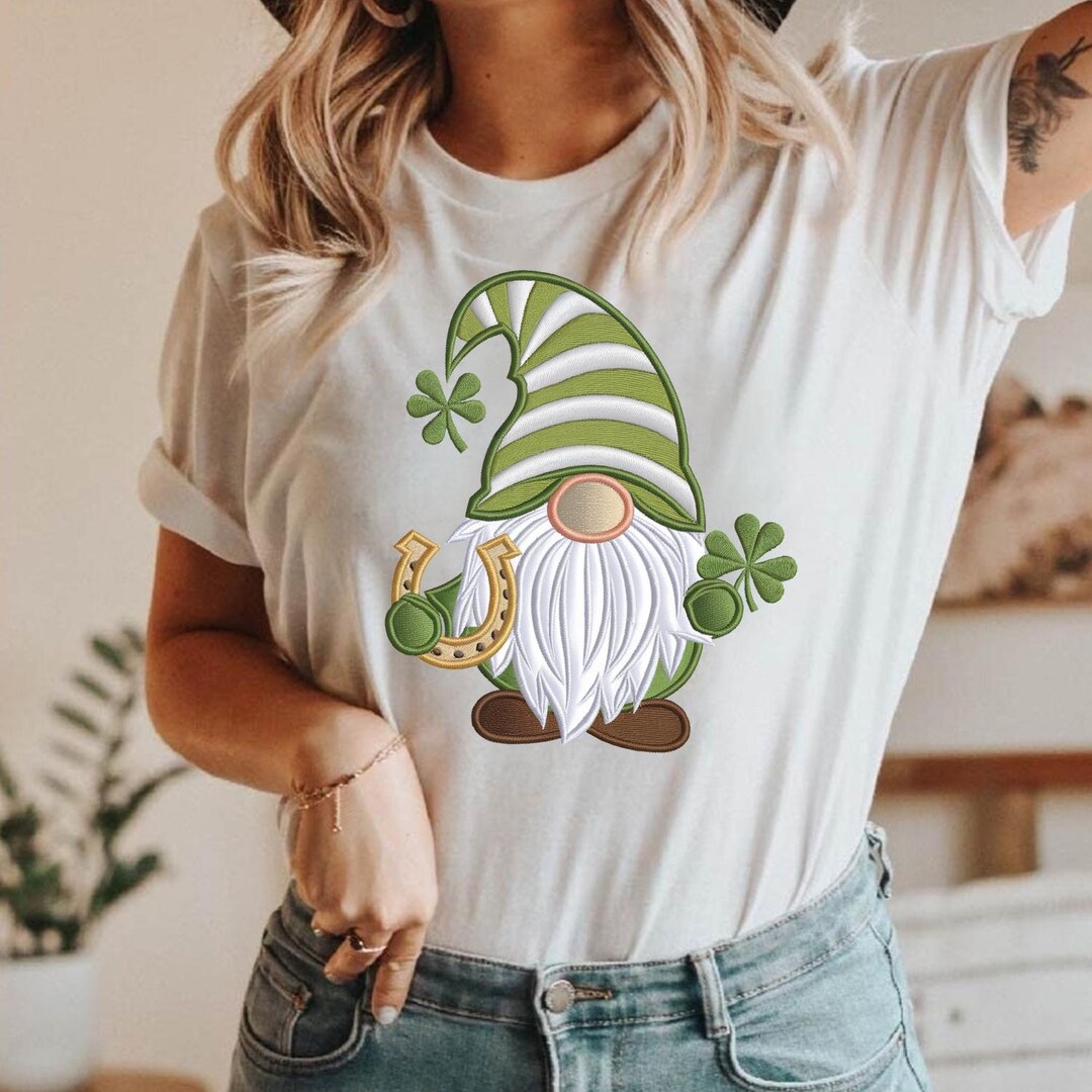 St. Patricks Day Gnome Embroidery Design St Patricks Day Gnome With ...