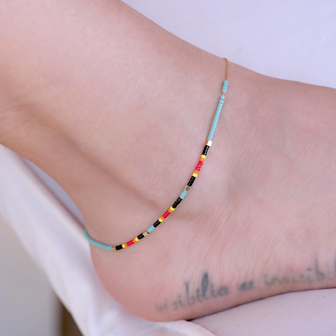 Dainty Beaded Anklet, Native Ankle Bracelet, Seed Bead Jewelry ...
