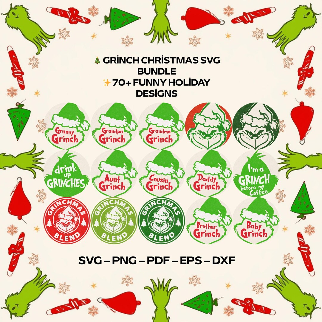 Grinch Christmas SVG Bundle | Funny Holiday Quotes for Shirts, Mugs and ...