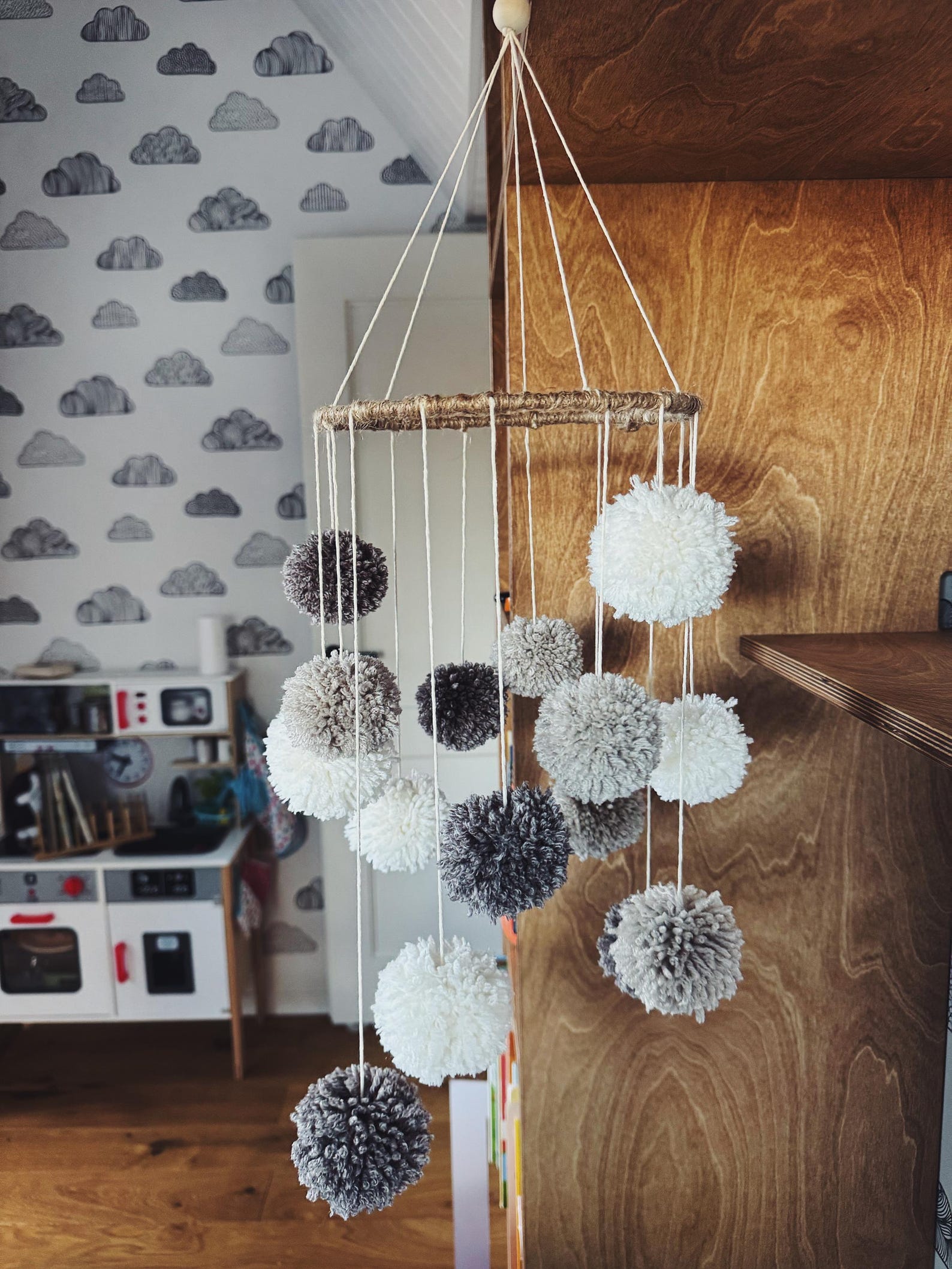 Pom-pom Baby Mobile - Etsy