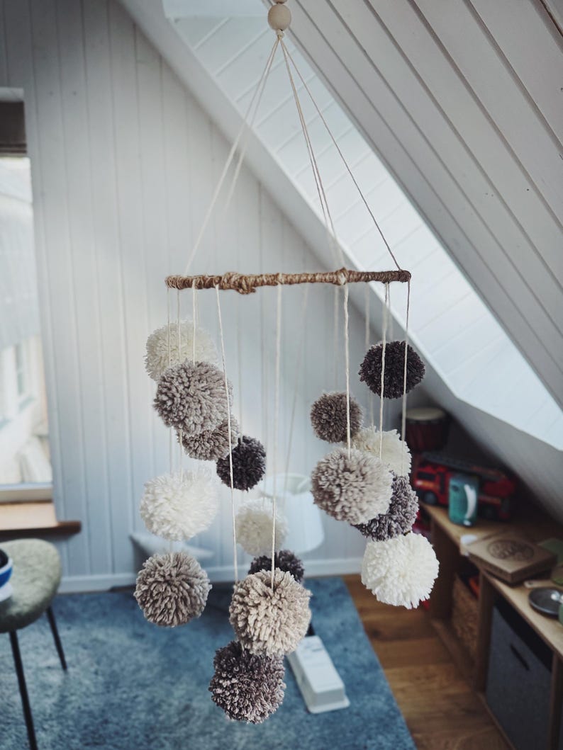 Pom-pom Baby Mobile - Etsy