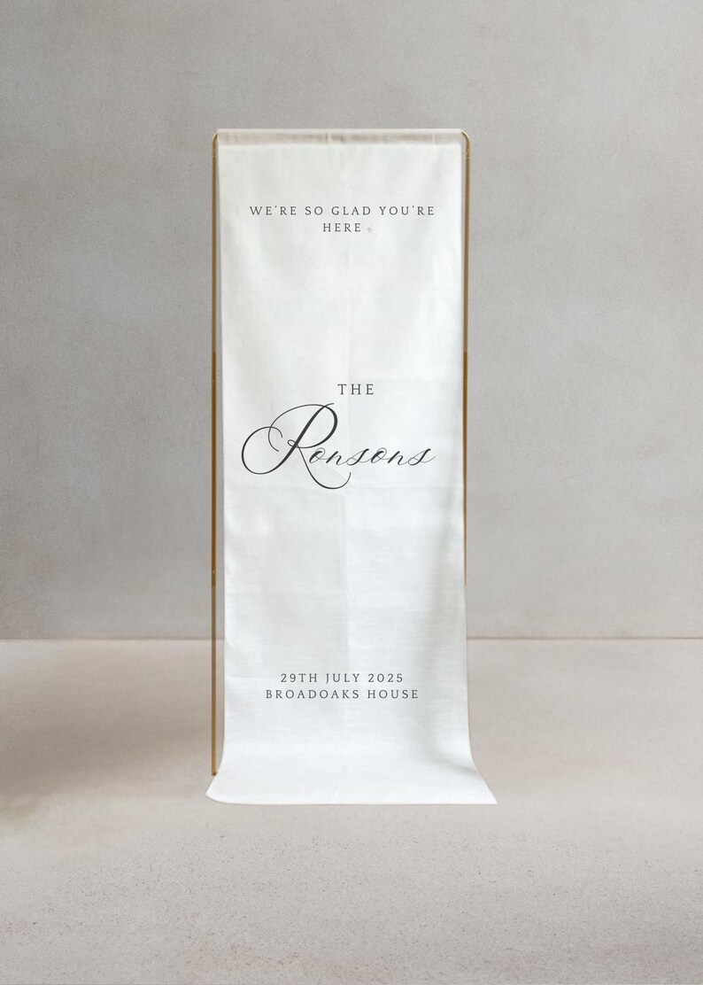 Linen Welcome Sign Wedding, Bridal Show, Engagement and Event Fabric ...