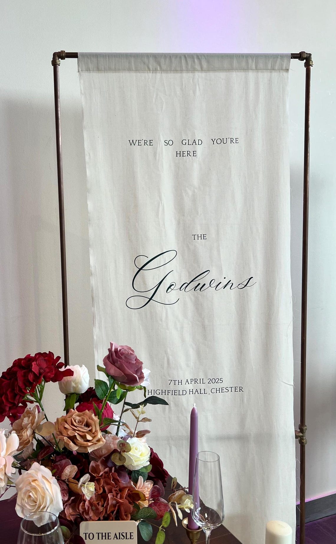 Linen Welcome Sign Wedding, Bridal Show, Engagement and Event Fabric ...