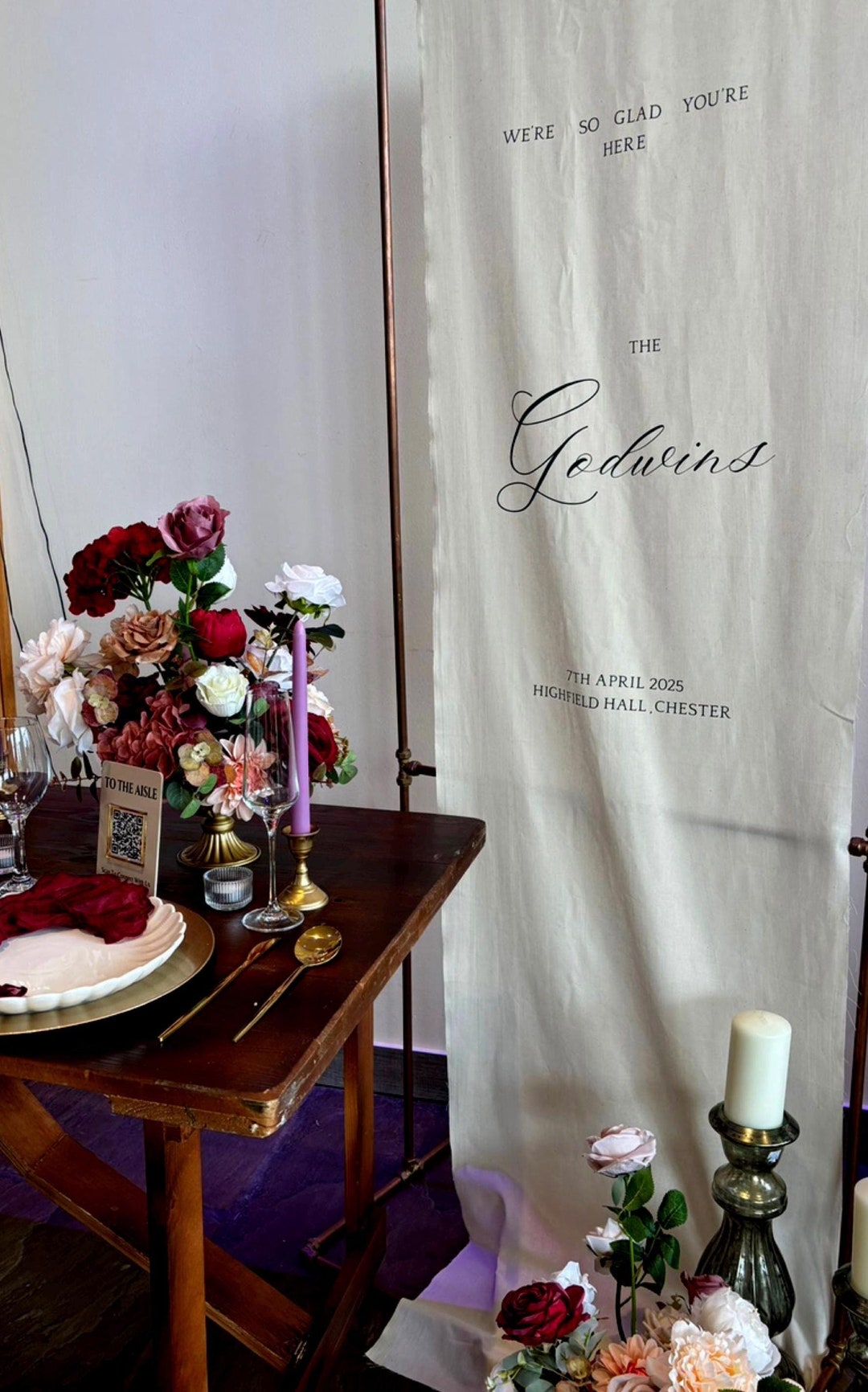 Linen Welcome Sign Wedding, Bridal Show, Engagement and Event Fabric ...