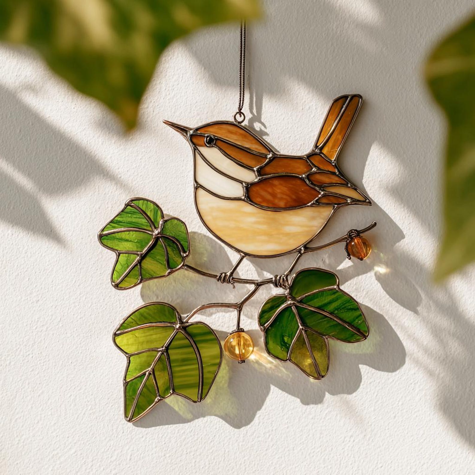 Carolina Wren Stained Glass Suncatcher, Bird Window Hanging, Sister-in ...
