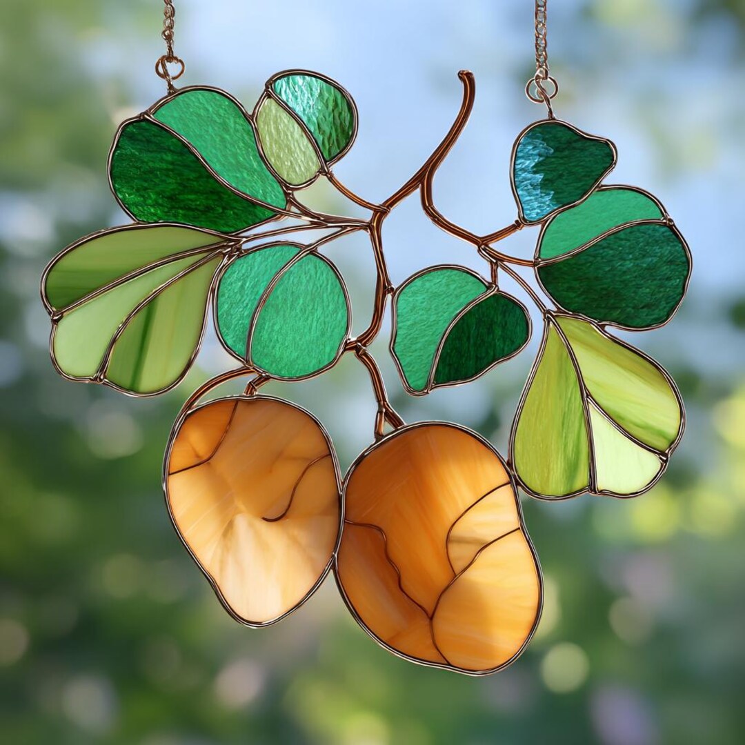 Stained Glass Potato Plant Suncatcher, Handmade Botanical Window ...