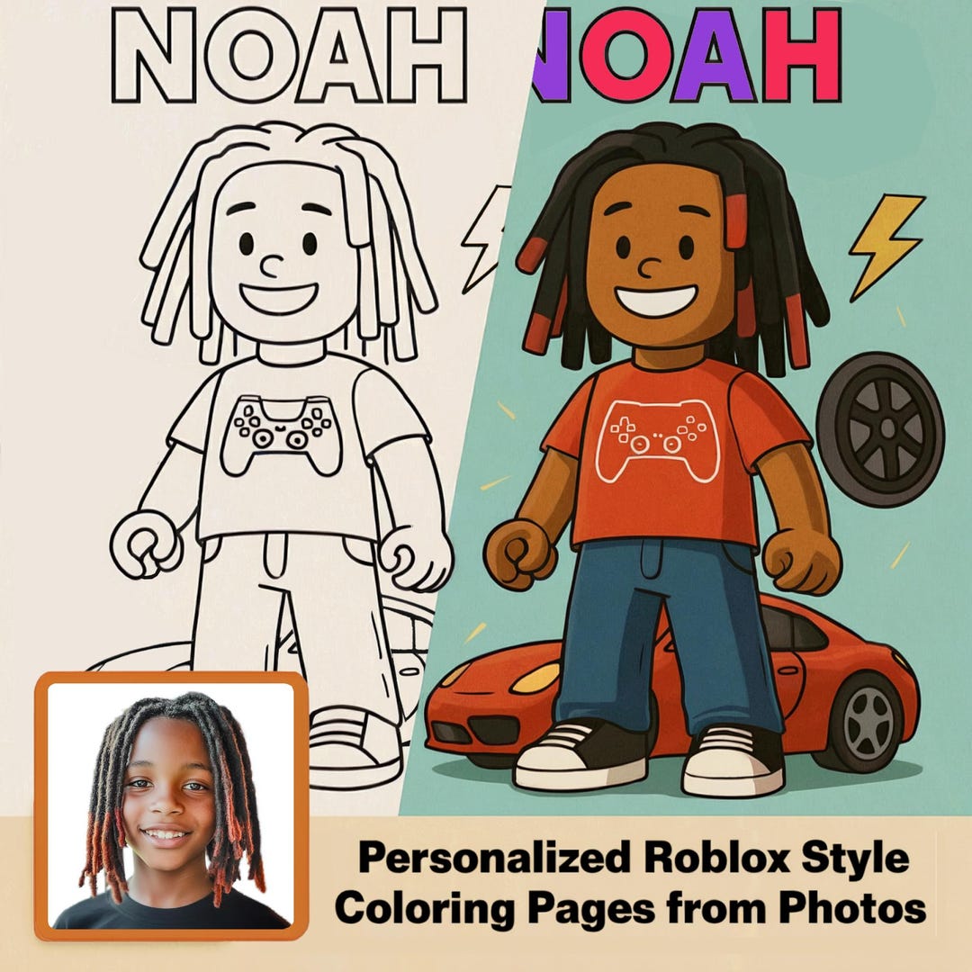 Roblox Coloring Pages Printable From Photo | Custom Roblox Outline for ...