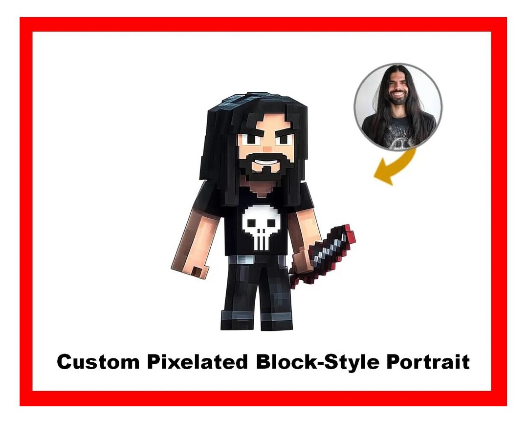 Custom Pixelated Block-style Portrait | Digital Item | Voxel Drawing ...