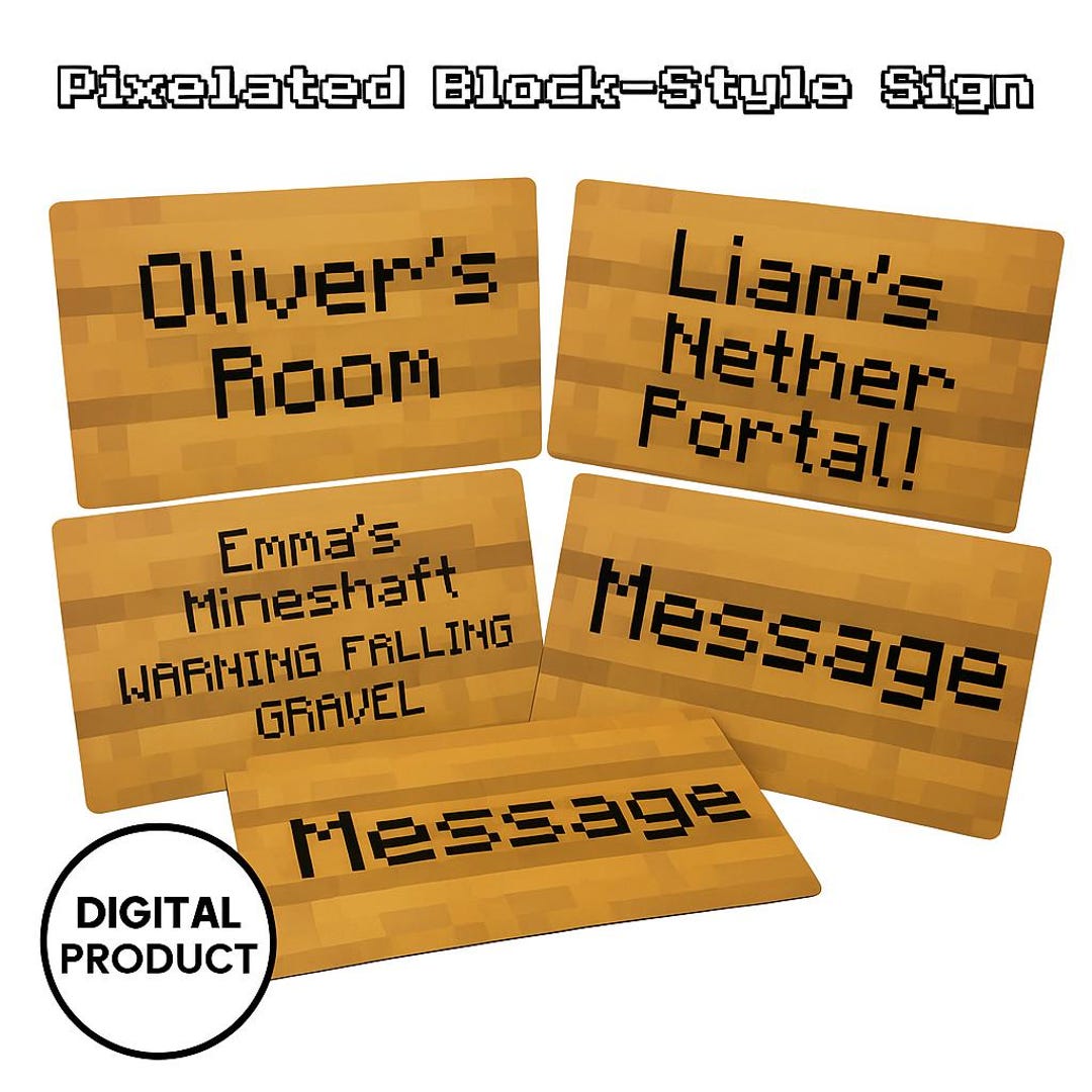 Custom Pixelated Block-style Sign | Personalized Digital Download ...