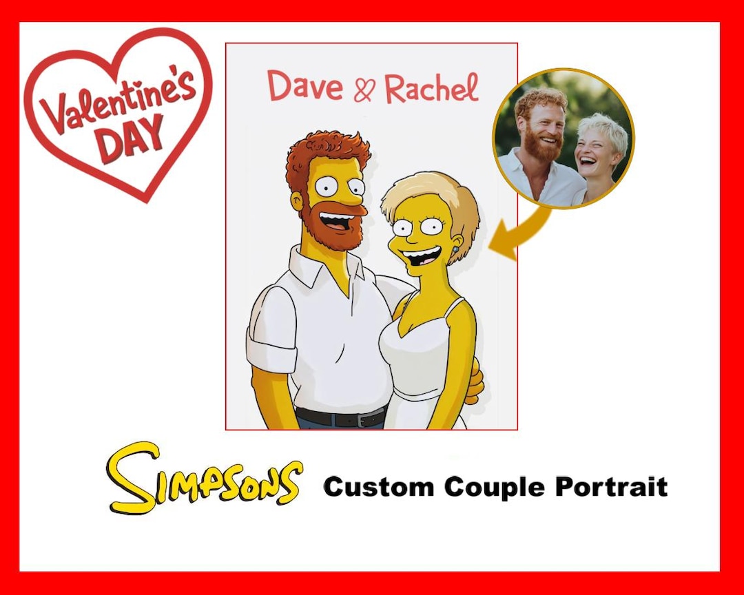 Custom Simpsons-style Couple Portrait | Personalized Digital Drawing in ...