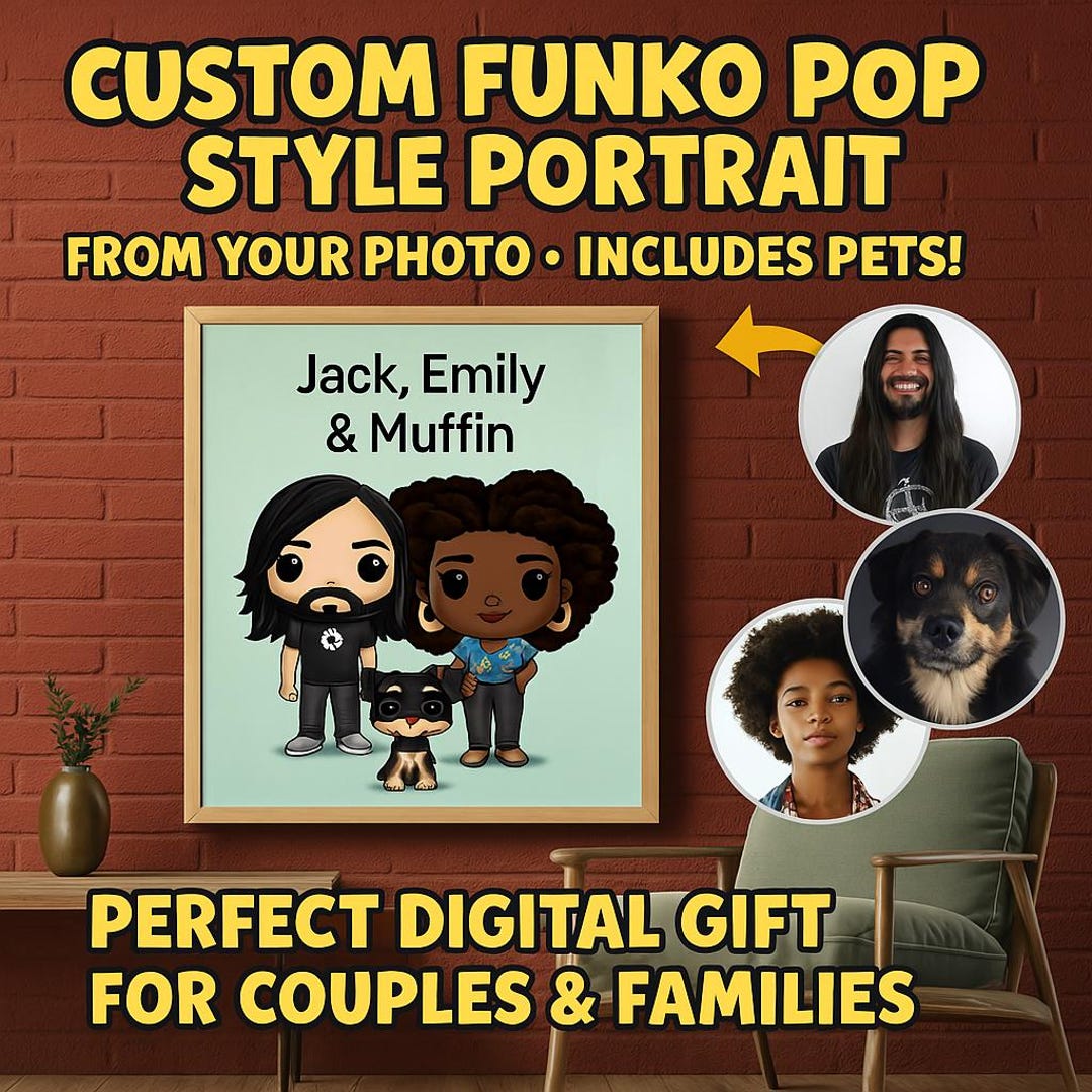 Custom Funko Pop Style Portrait From Photo – Digital Art for Couples ...
