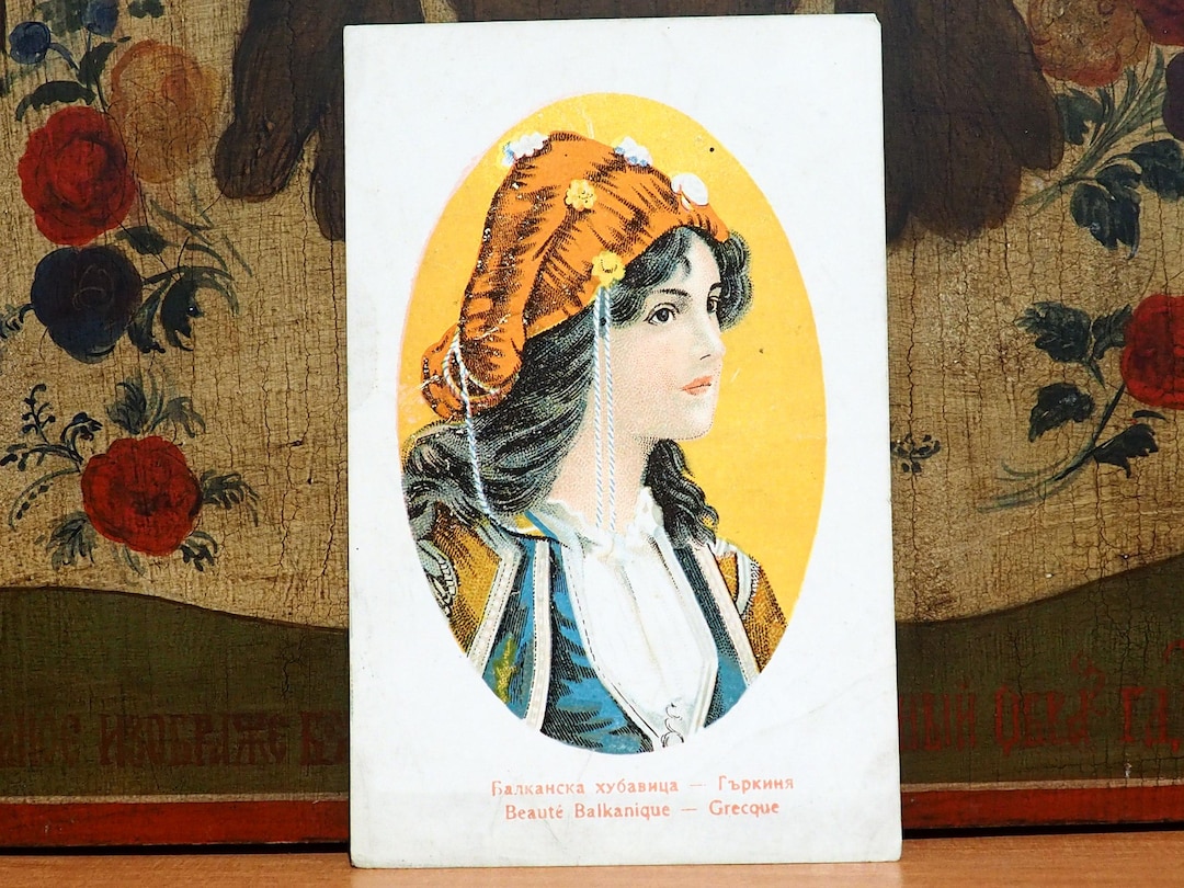 Antique 1900 Greek Embroidered Costume Postcard: Balkan Beauty Exhibit ...