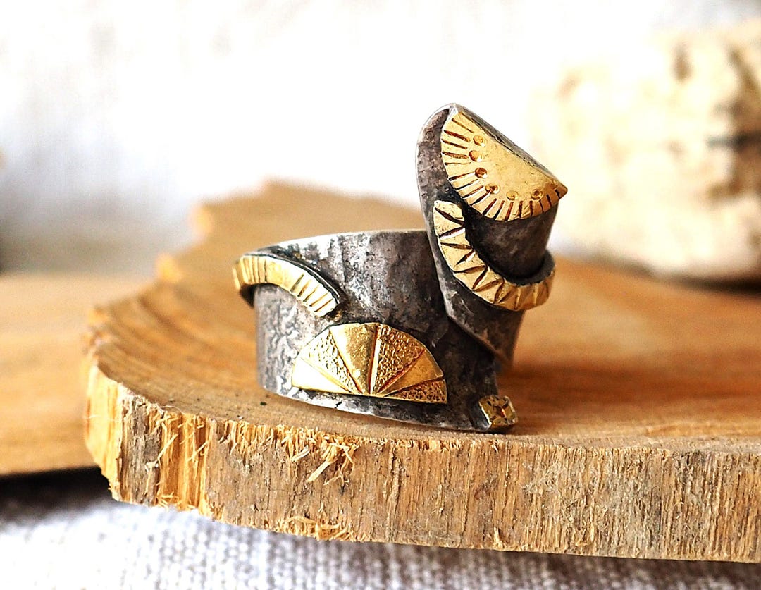 Avant-garde Sterling Silver Ring: 925 & 750 Gold, Author Jewelry - Etsy