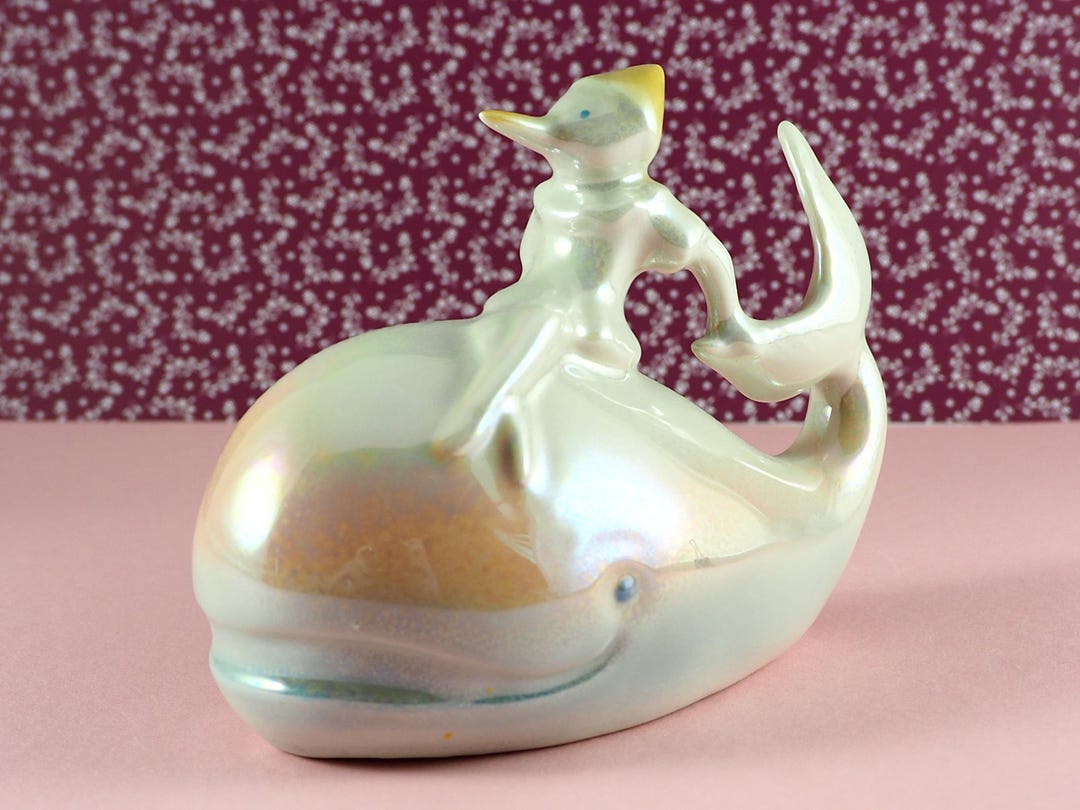 Vintage Pinocchio Porcelain Figurine: Pearl Glazed Whale, Fairytale ...