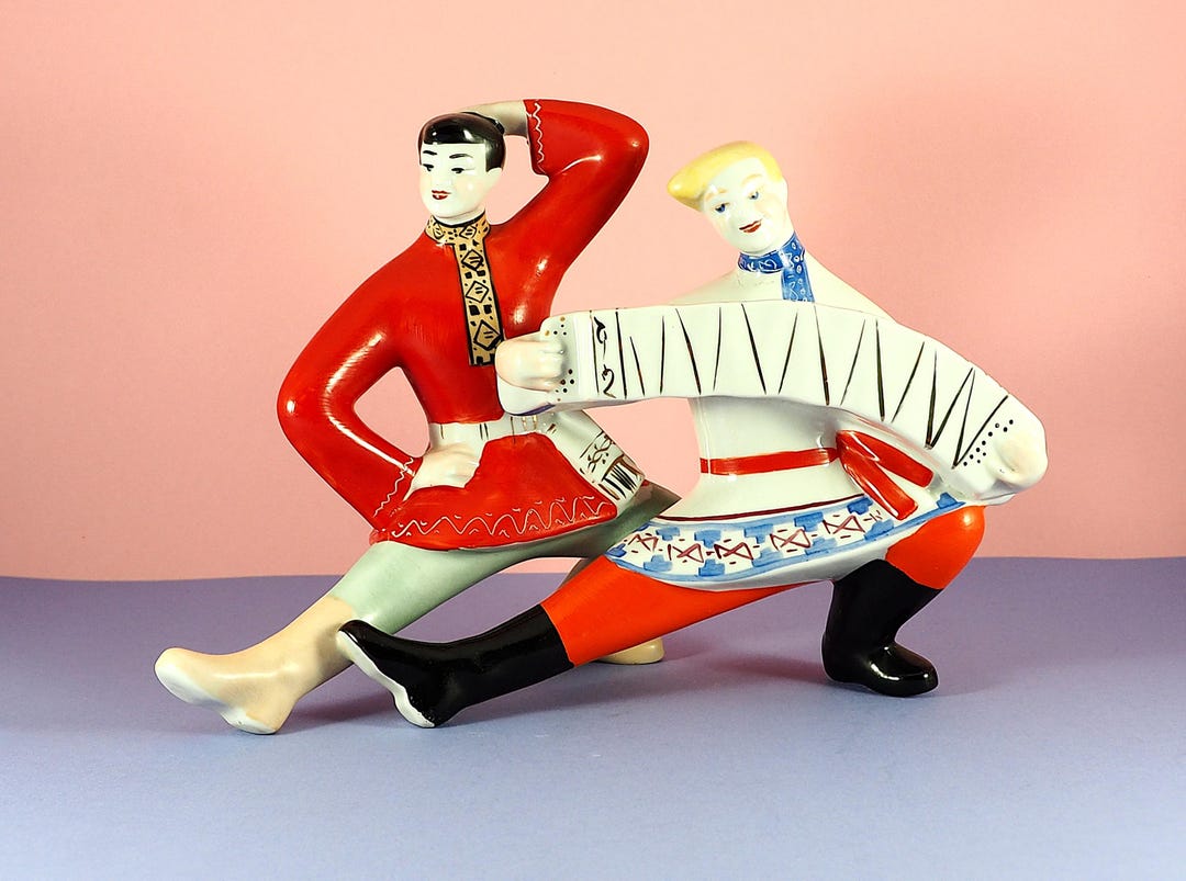 Large 25 Cm Figure Ukrainian Folk Dancers Polonne Porcelain/original ...