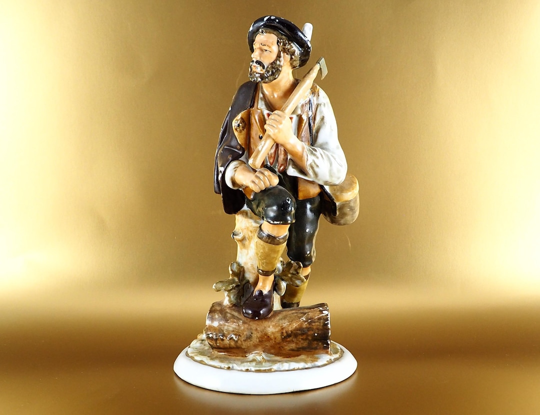 Vintage Porcelain Figure Lumberjack With an Axe/vintage Original Fasold ...