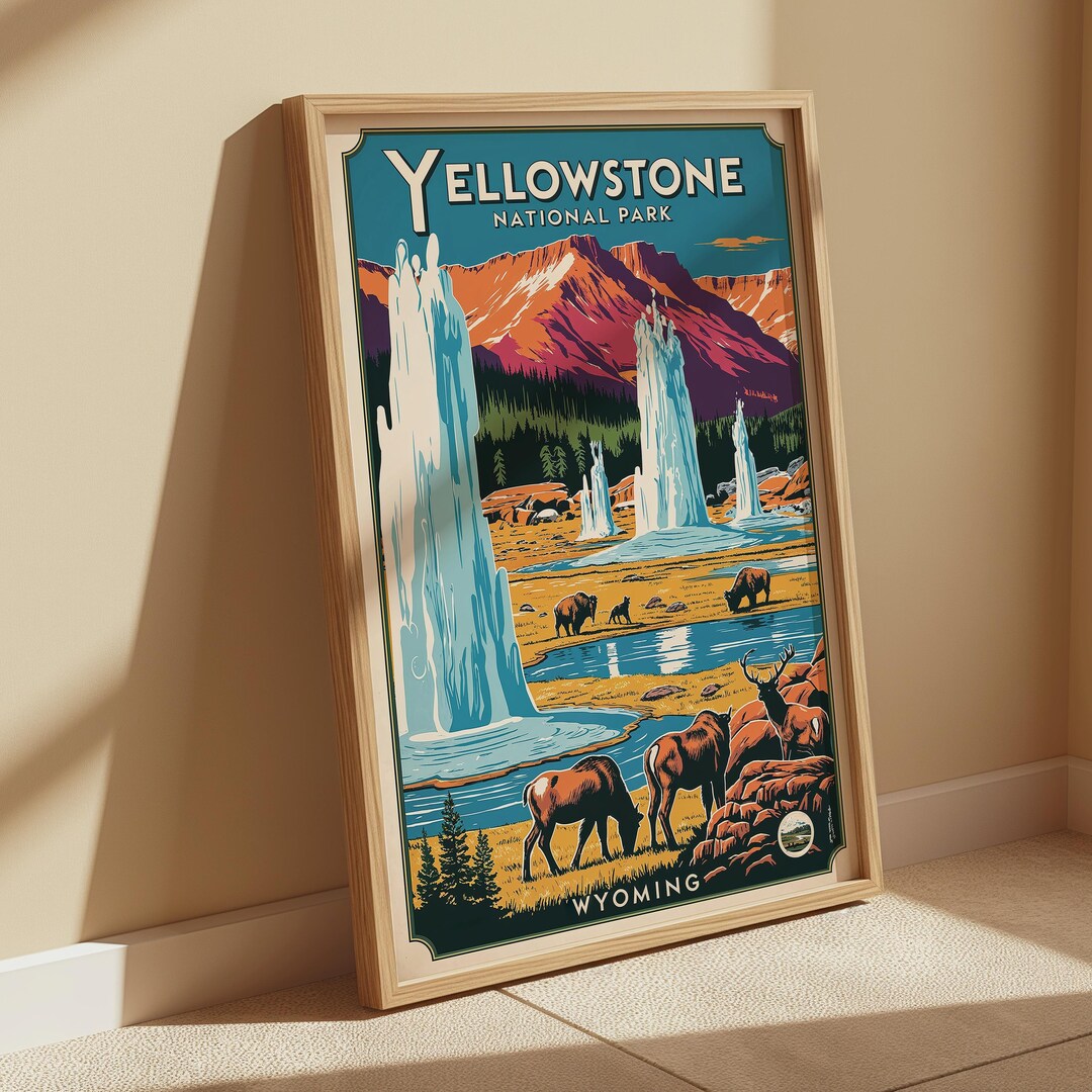 Yellowstone National Park Design, Vertical Posters, Matte Finish. Wall ...