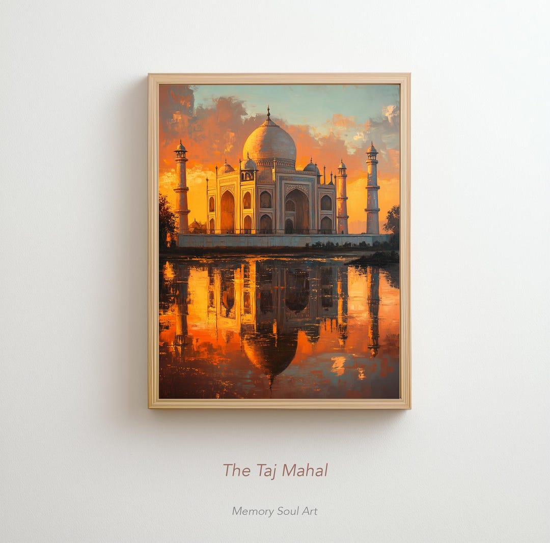 The Taj Mahal | Landscape | Oil Painting Artwork | Printable Wall Art ...