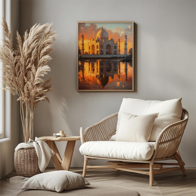 The Taj Mahal | Landscape | Oil Painting Artwork | Printable Wall Art ...