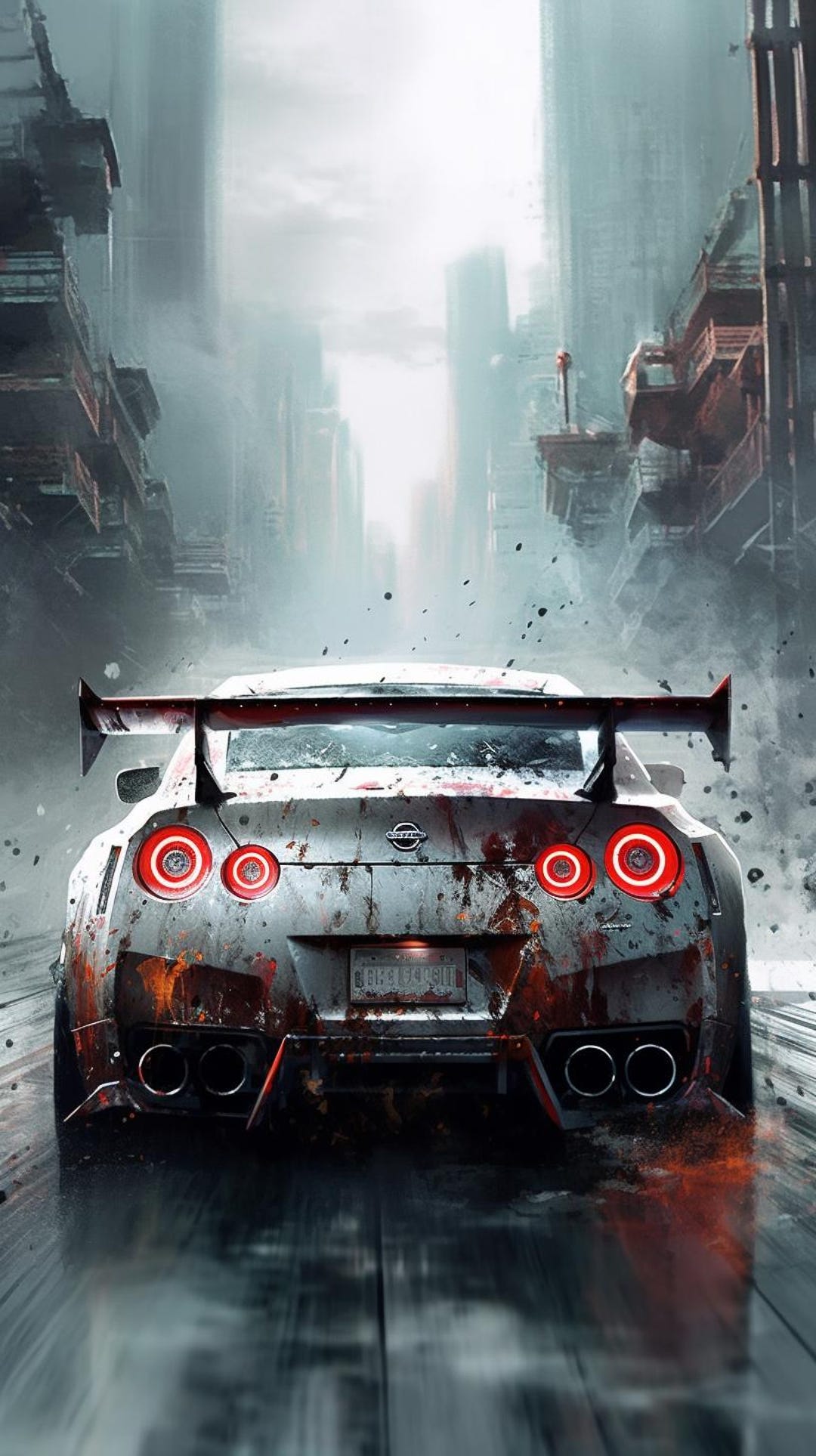 Post-apocalyptic Nissan GTR R35 Wallpaper Dark Urban Art for Car and ...