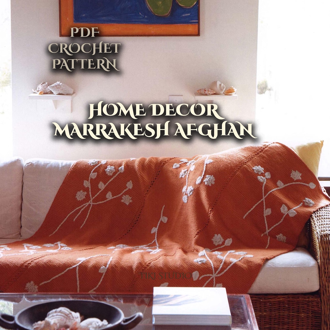 Marrakesh Afghan Home Decor Vintage Crochet PATTERN | 45"x60" Coverlet ...