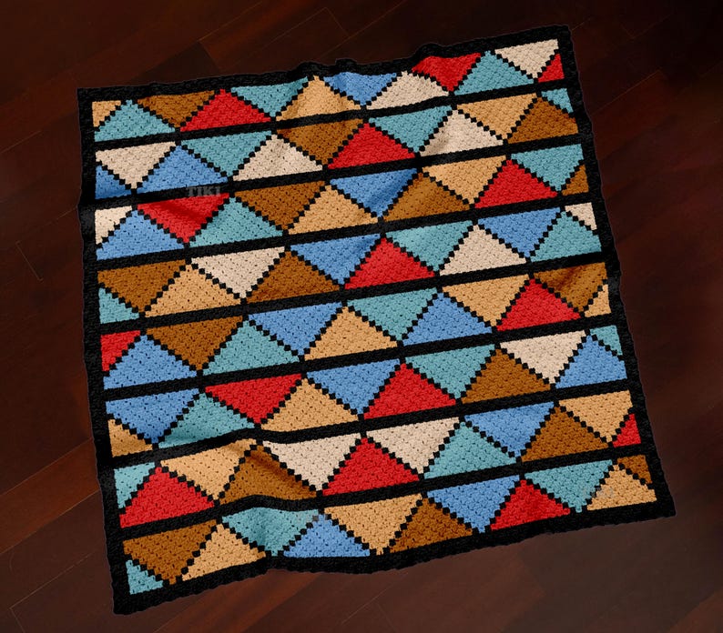 90x90 C2C Block CROCHET PATTERN | Colorwork Mosaic Blanket | Stained ...