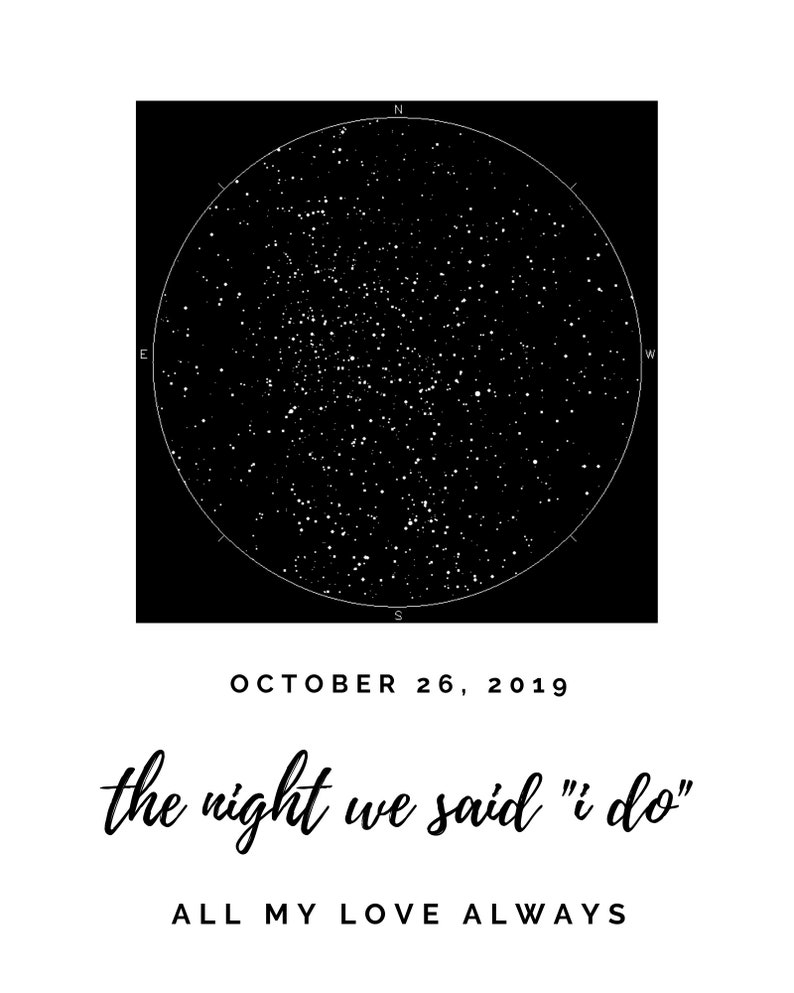 Printable NIGHT SKY MAP Custom Astronomy Gift Valentine's - Etsy