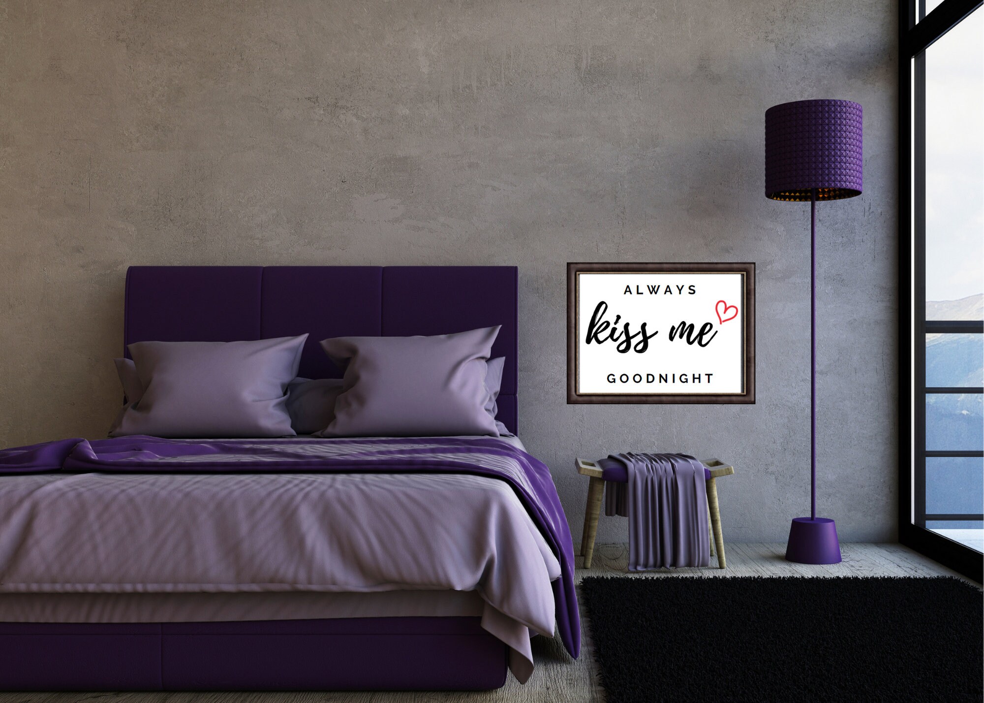 ALWAYS KISS ME Goodnight Art Print Instant Digital Download Valentine's ...