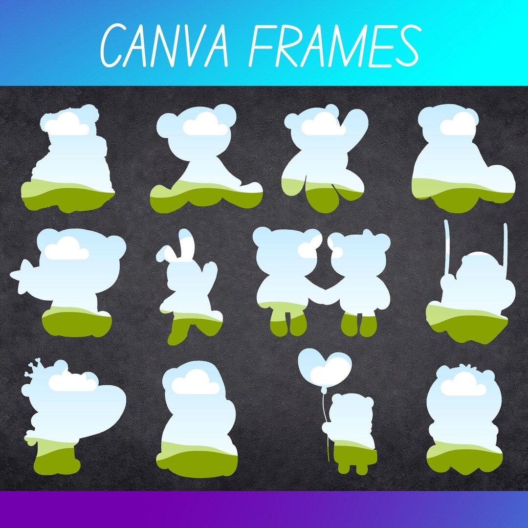 Teddy Bear Themed Canva Frames, Cute and Cozy Bear Borders, Digital ...